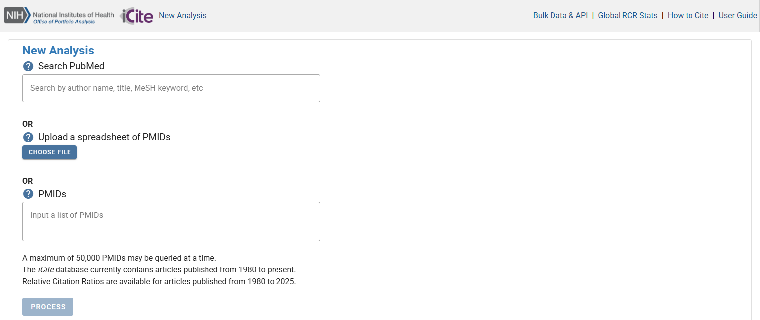 Paste a list of PMIDs into the text box – iCite Support