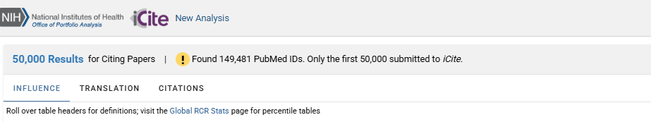 Paste a list of PMIDs into the text box – iCite Support